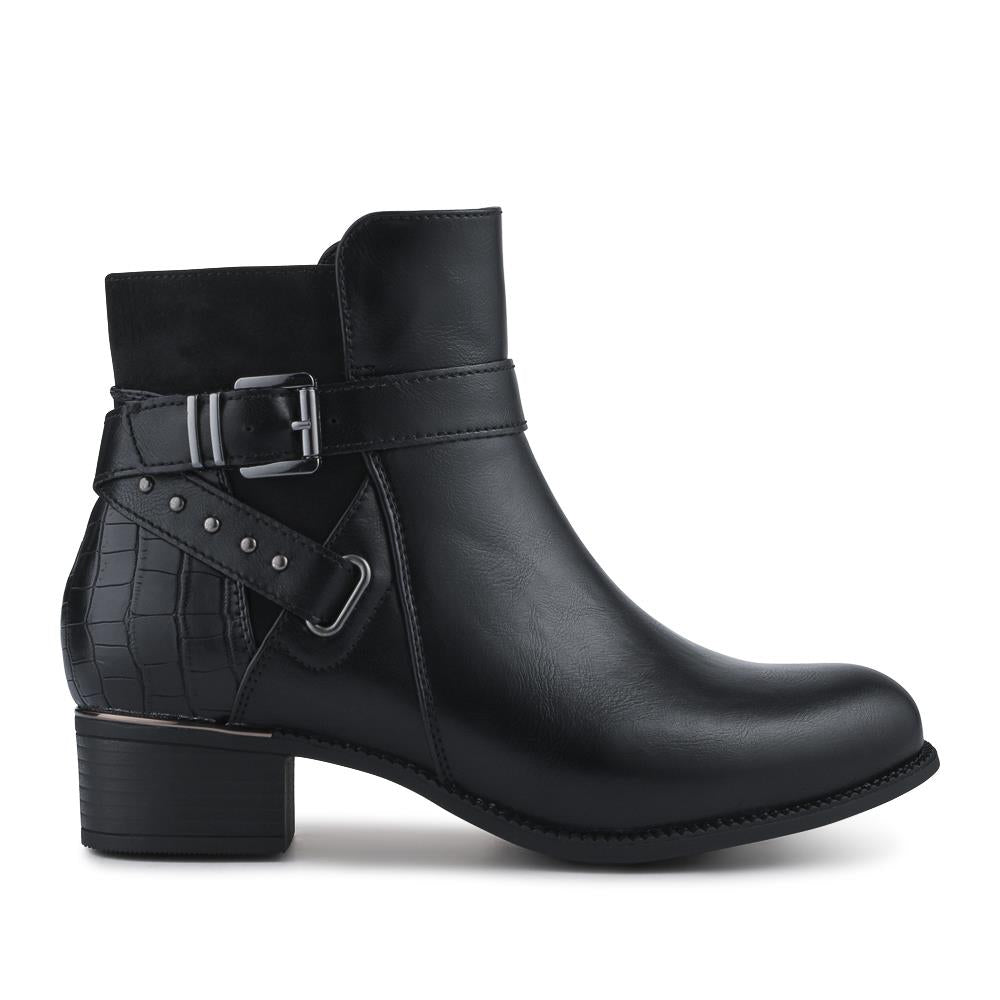 EasyFit Extra-Wide Buckled Ankle Boots ANOCK - Black – Padders