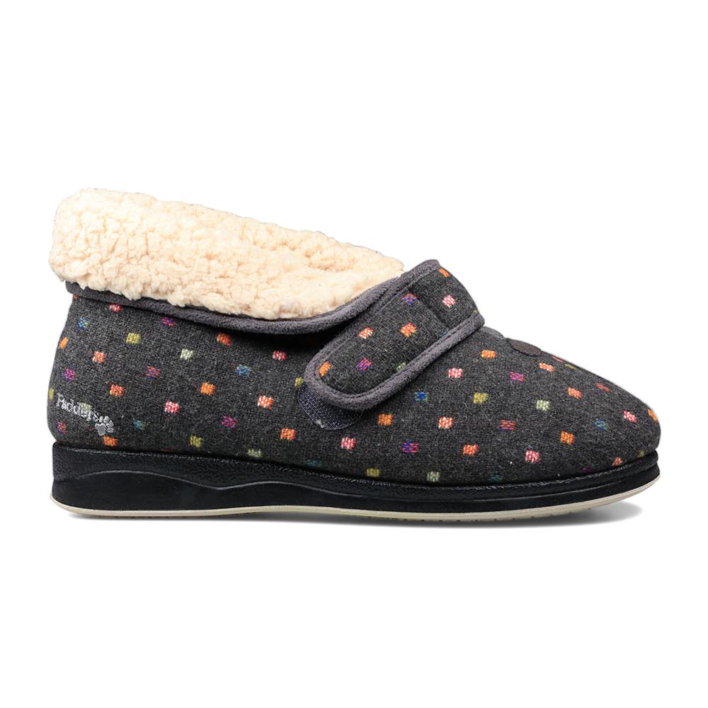 Padders + Ladies Slippers Dual Fit 4E/6E & 6E BESS - CHARCOAL WOVEN SP